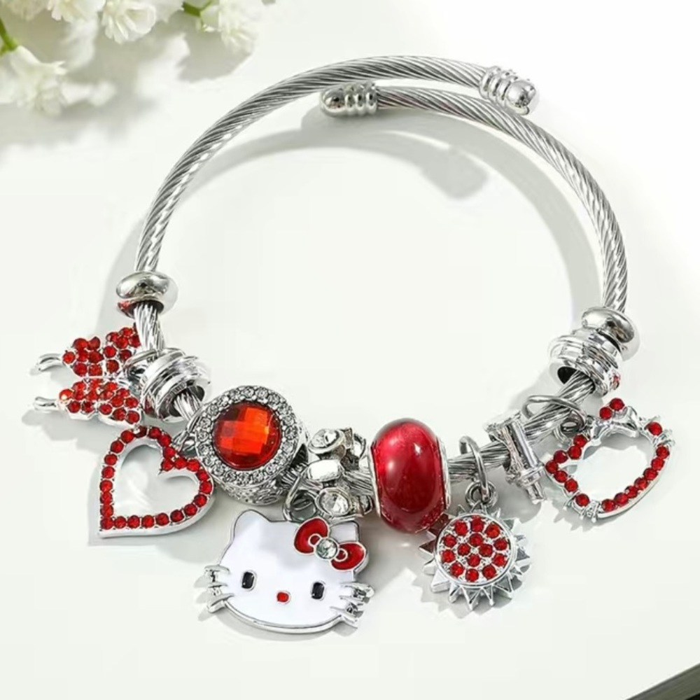 Cherry Red Kawaii Sanrio Hello Kitty Rhinestone Pende… - Gem